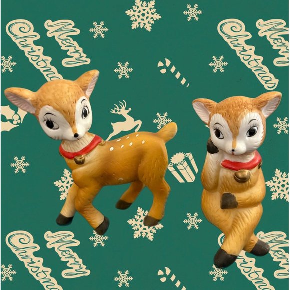 Unique Vintage | Holiday | Christmas 97s Porcelain Reindeer Figurines ...